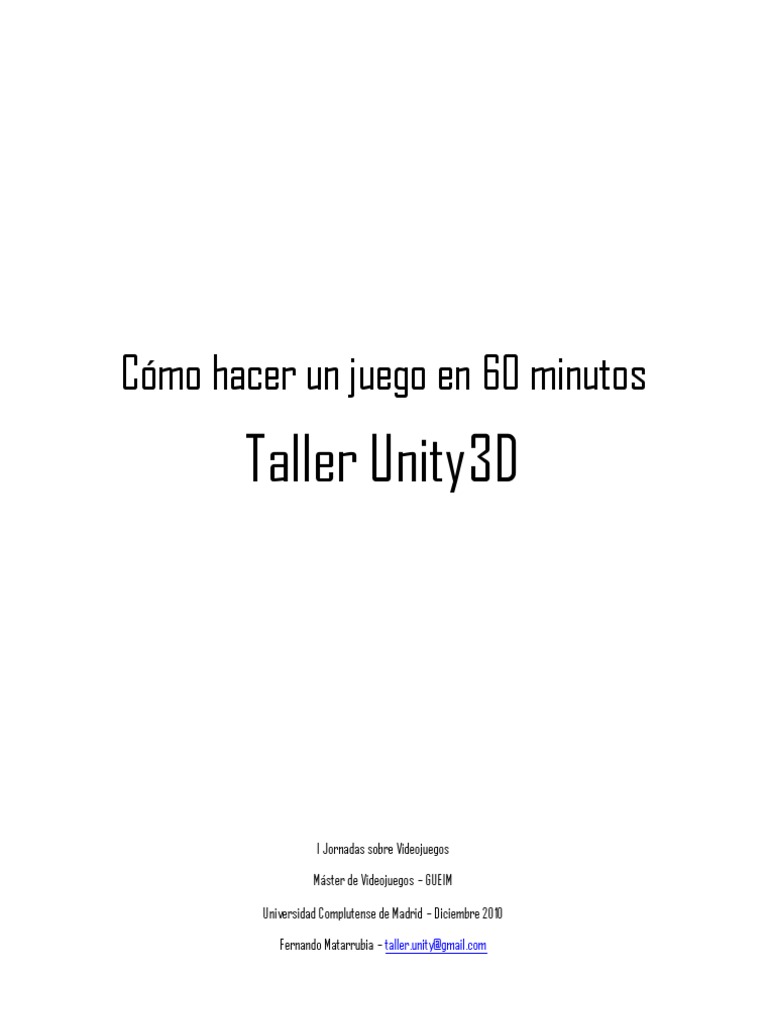 Tallerunity Guion Final PDF | PDF | Unidad (motor de juego) | Script Java