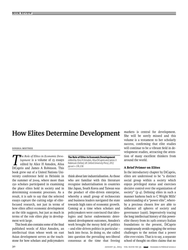 Elites and Economic Development Insights | PDF | Elite | Social Group