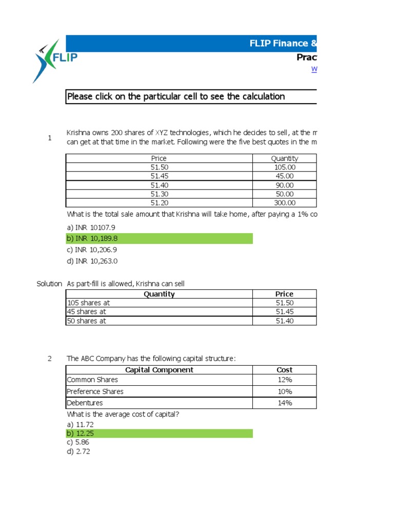 FLIP Finance and Banking Practice Test 2 | PDF | Bonds (Finance ...