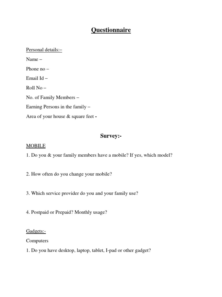 Cost of Living Survey Questionnaire | PDF | Career & Growth | Social ...
