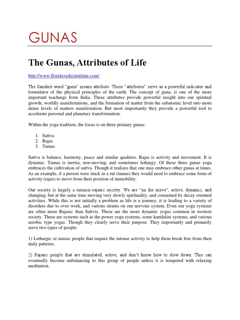 GUNAS | PDF | Ayurveda | Yoga