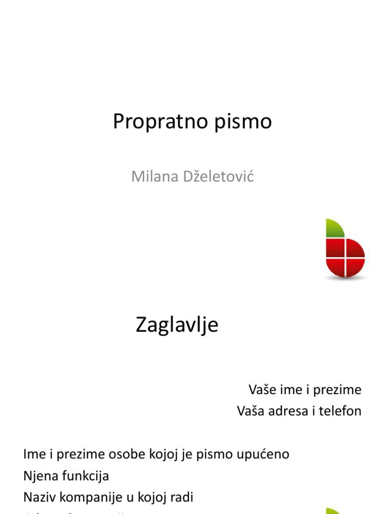 Propratno Motivaciono Pismo | PDF
