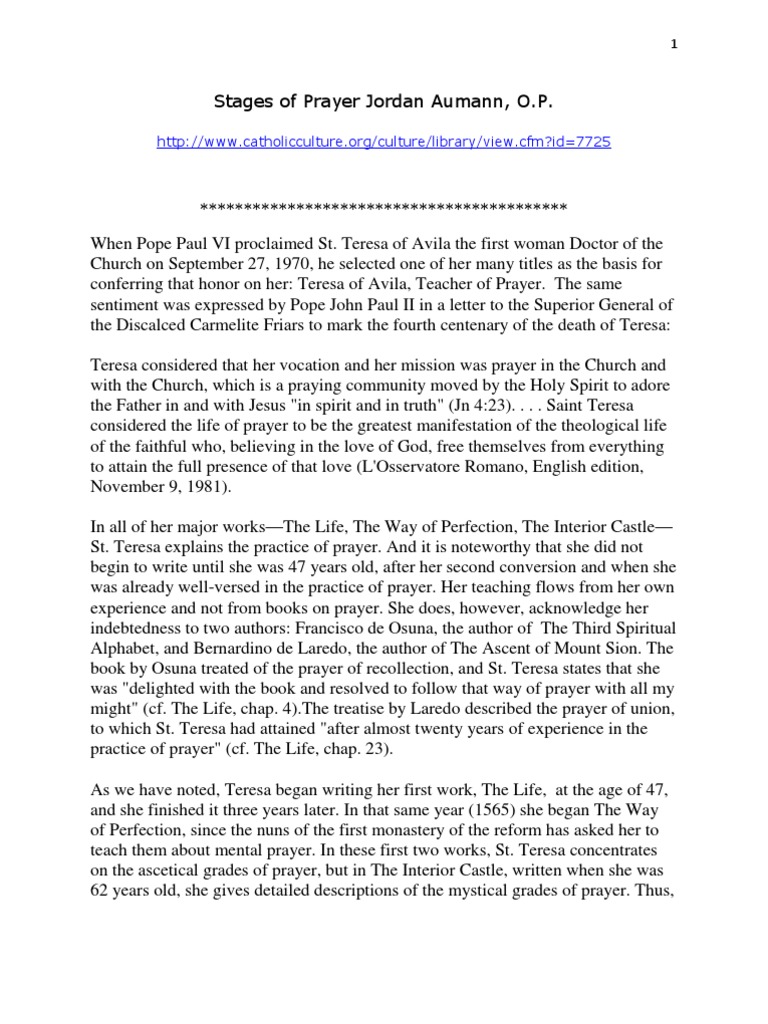 Stages of Prayer - 2 | PDF | Teresa Of Ávila | Prayer