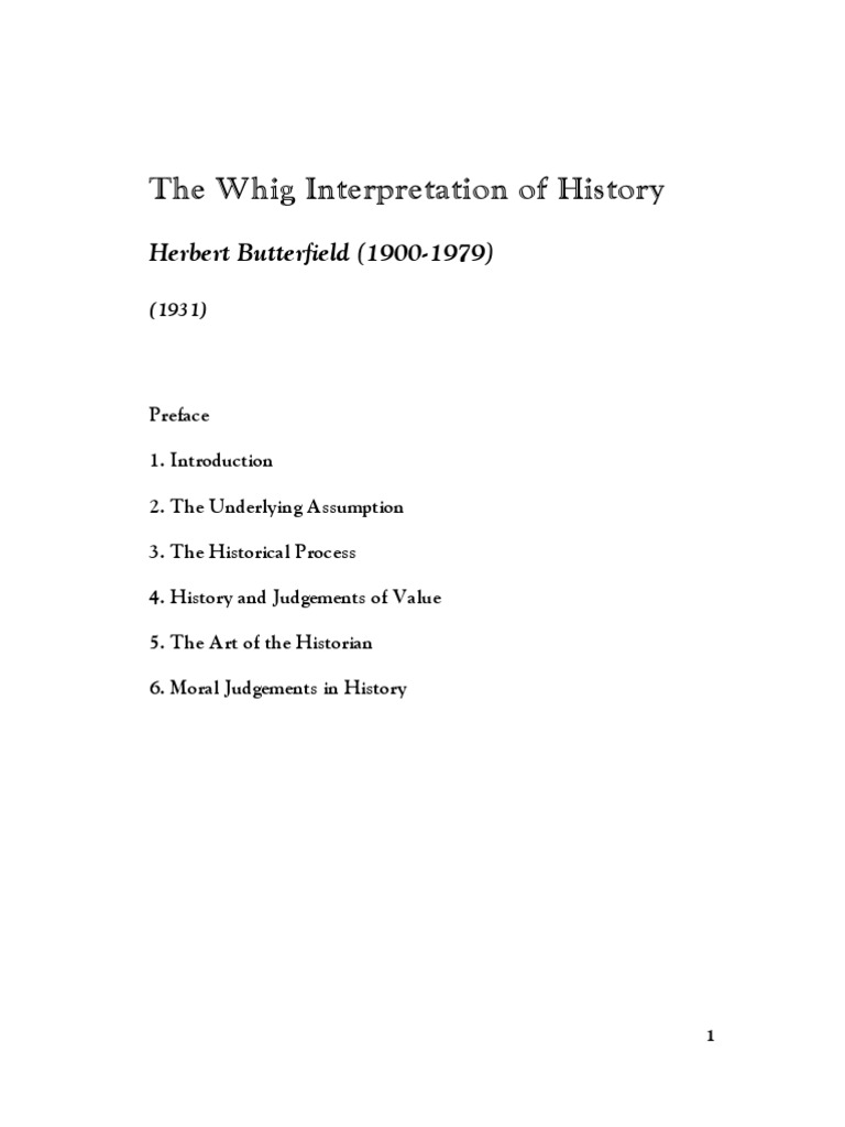 Herbert Butterfield The Whig Interpretation of History 1931 | PDF ...