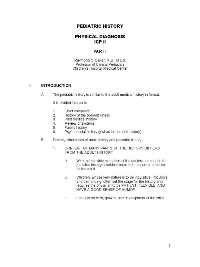 Baker PediatricsHist02 | PDF | Infants | Pediatrics