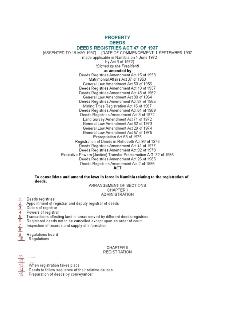 Deeds Registries Act 47 of 1937 | Download Free PDF | Mortgage Law ...