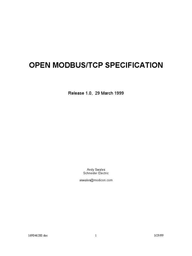 Specification for the MODBUS/TCP Communication Protocol for Industrial ...