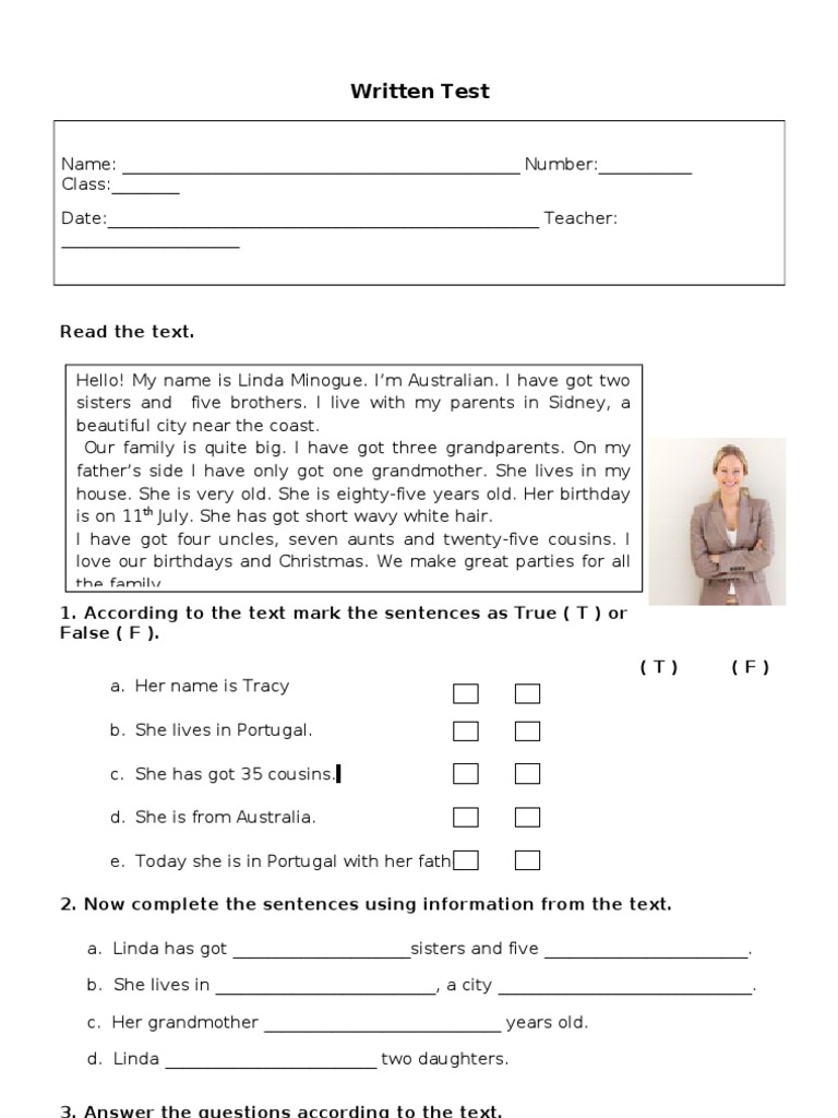 Reading Comprehension Family Describing People | PDF | Grandparent