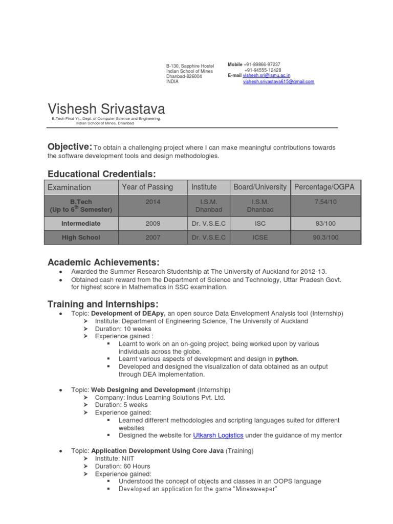 Vishesh Srivastava Resume | PDF | Software Development | Software Engineering