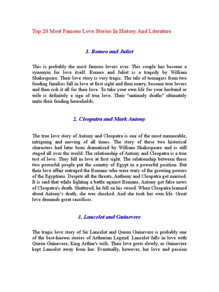 Most Famous LoveStories in History and Literature | PDF | Helen Of Troy ...