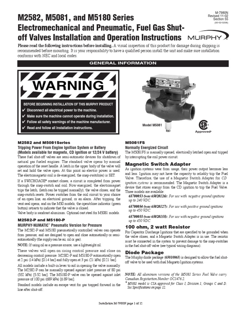 Murphy ShuTDOWN | PDF | Ignition System | Valve