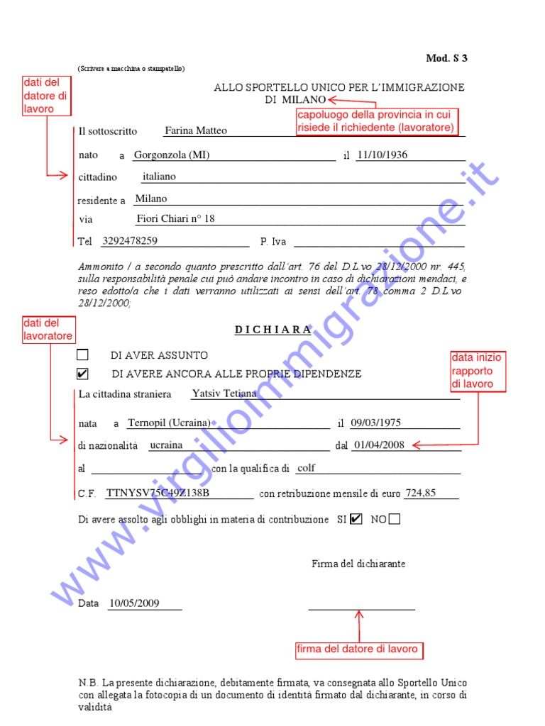 Ricongiungimento Mod. S3 Facsimile | PDF