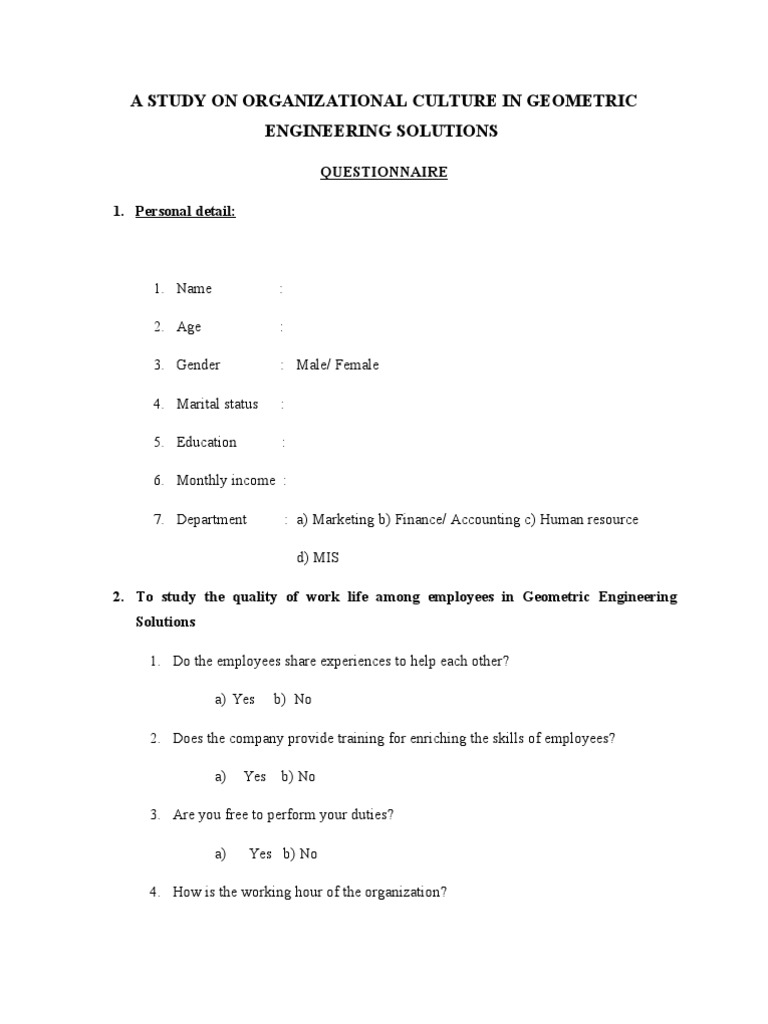 An Analysis of Organizational Culture and Employee Work Life at ...