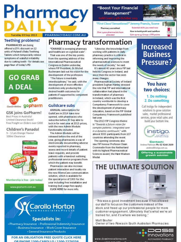 Pharmacy Daily For Tue 03 Sep 2013 - FIP On Pharmacy Transformation ...