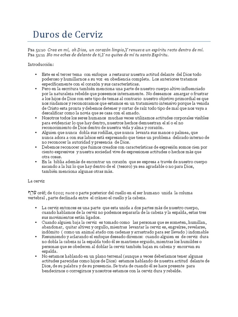 Significado de "Cerviz" en la Biblia | PDF | Relaciones personales ...