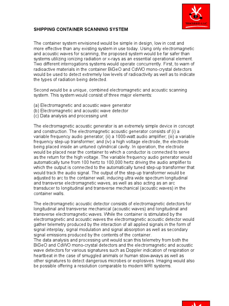 Shipping Container Scanning System | PDF | Detector (Radio) | Electromagnetic Radiation