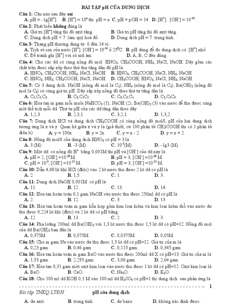 Bai Tap PH Hay Va Kho | PDF