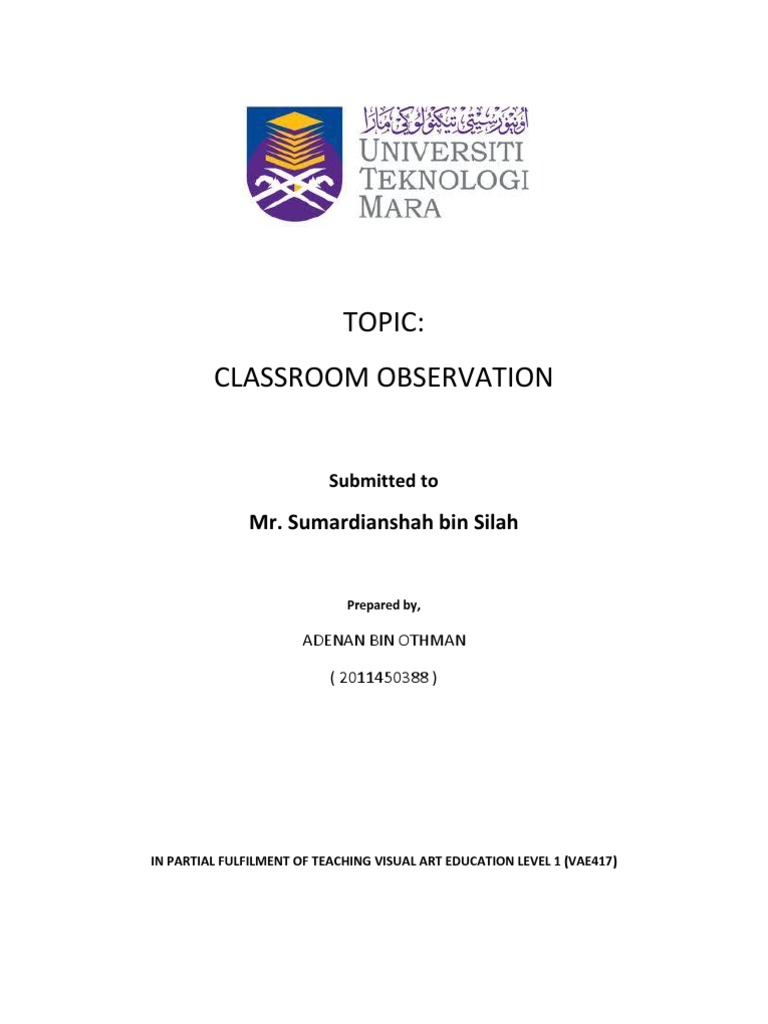 Classroom Observation | PDF | Educational Technology | Teachers