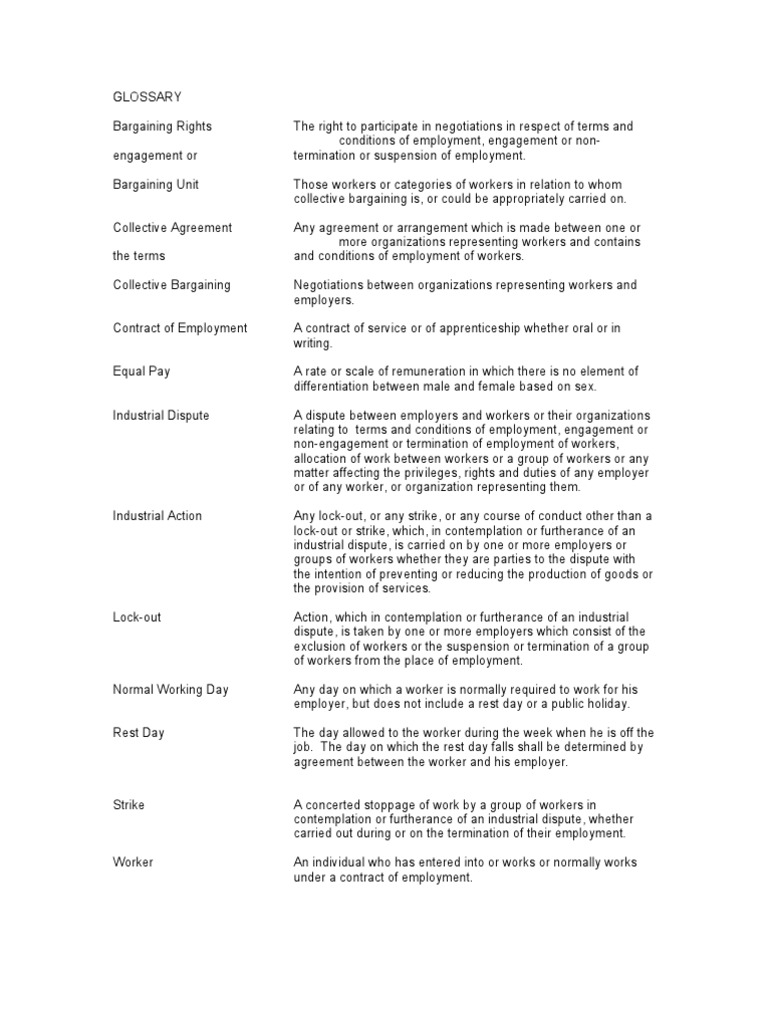 Glossary of Trade Union Terms | PDF | Strike Action | Collective Bargaining