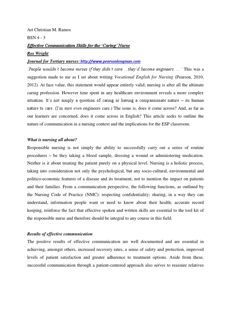 Effective Communication in Nursing | PDF | Nursing | Nonverbal ...