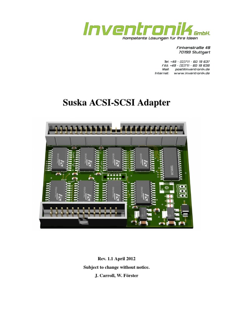ACSI SCSI Adapter Operating Manual | PDF | Electrical Connector ...