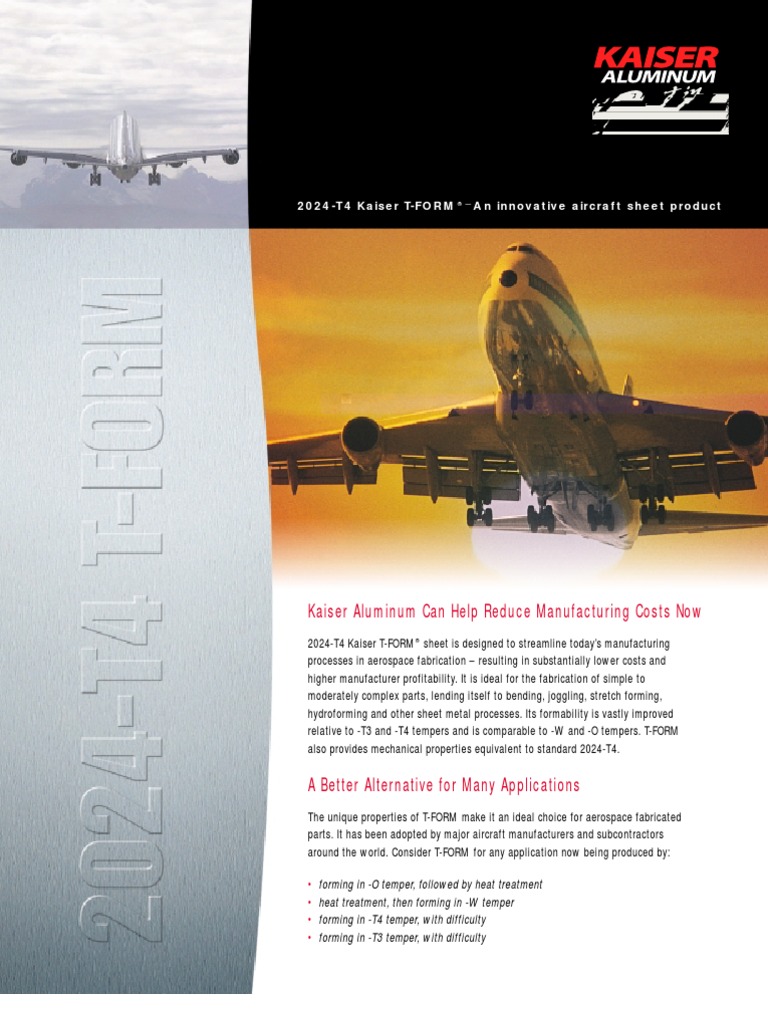 Kasier Aluminum 2024-T4 T-FORM PDF | PDF | Sheet Metal | Heat Treating