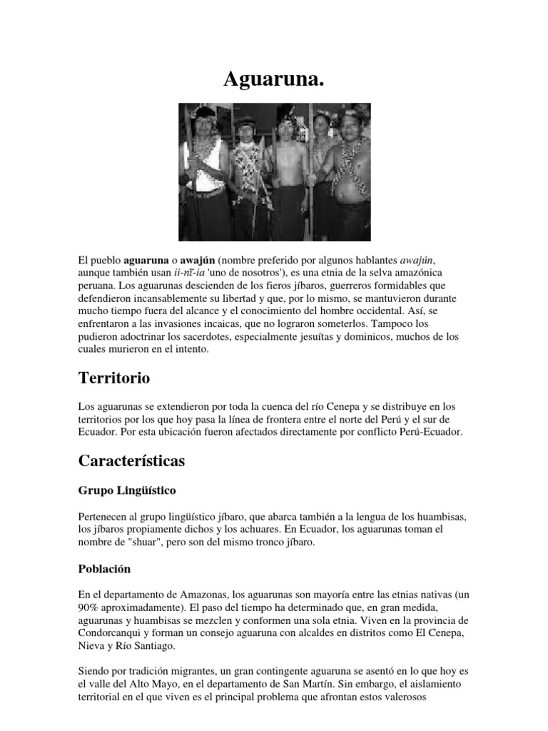 Cultura y tradiciones de los aguarunas | PDF | Perú | Personas