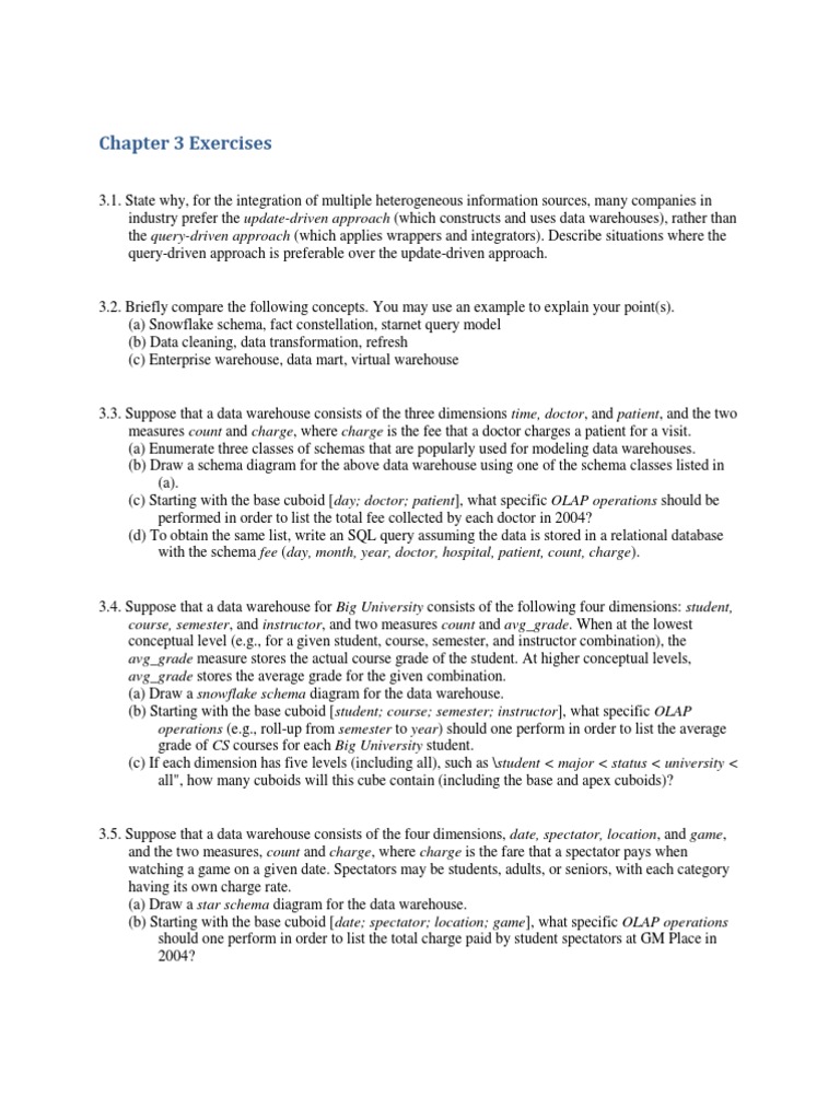 Chapter 3 Exercises | PDF | Data Warehouse | Conceptual Model