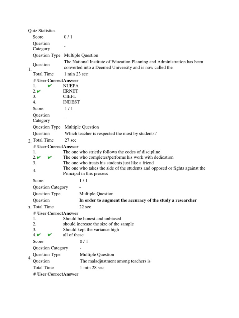 Quiz Statistics Pdf Sampling Statistics Experiment