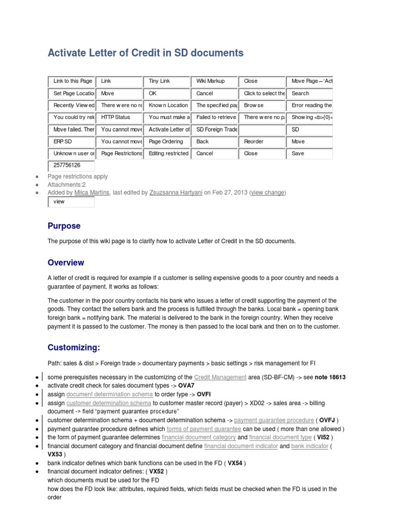 Activate Letter of Credit in SD Documents | PDF | Letter Of Credit ...