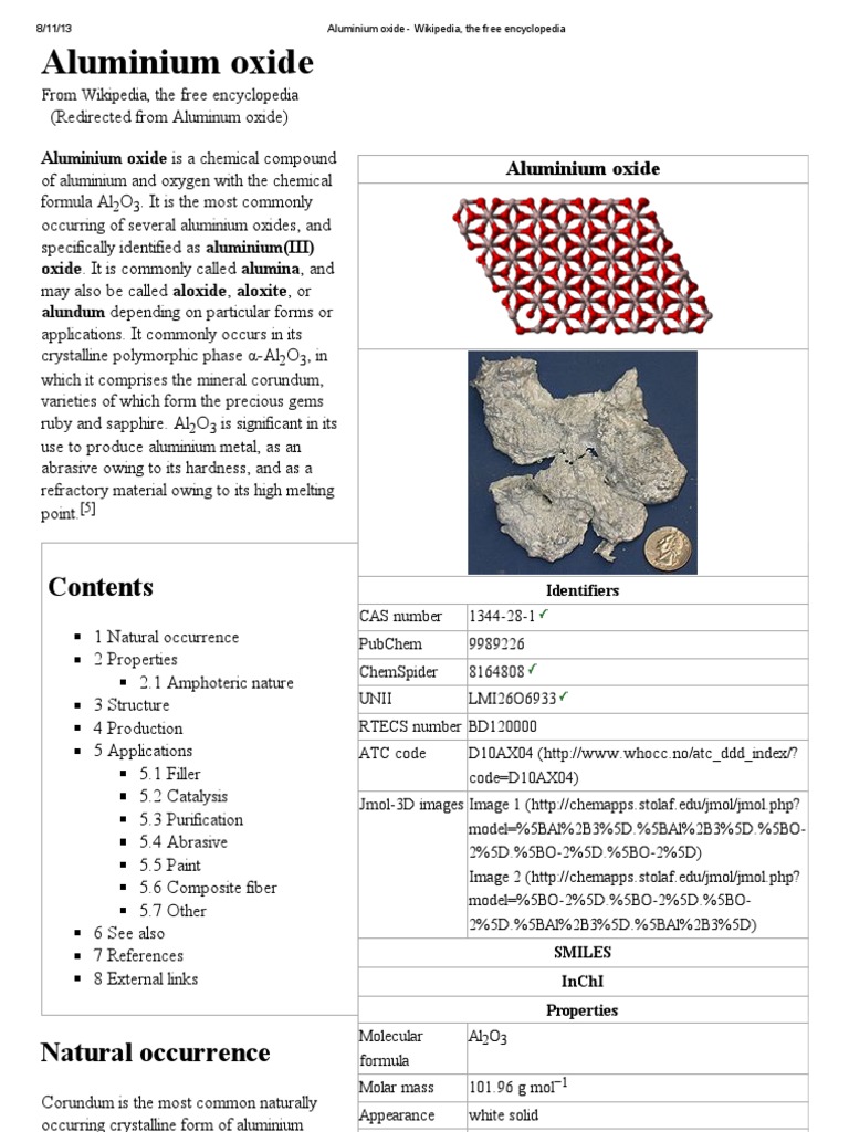 Aluminium Oxide - Wikipedia, The Free Encyclopedia | PDF | Art ...