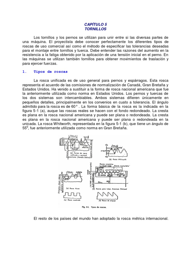 Capítulo 5 - Tornillos | PDF | Tornillo | Fatiga (material)