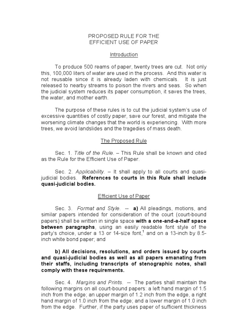 Proposed Rule for Paper Efficiency | PDF | Social Science | Law