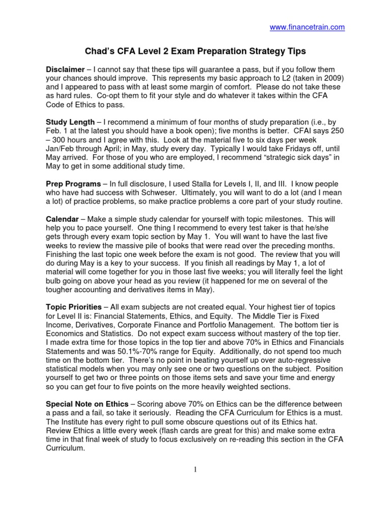 CFA Level 2 Exam Prep Strategies | PDF