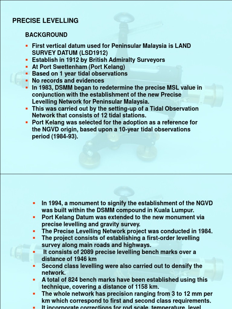 Lecture 1b Precise Levelling | PDF | Surveying | Scientific Observation