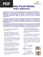 Food Safety Management Policy Overview | PDF | Safety | Food Safety
