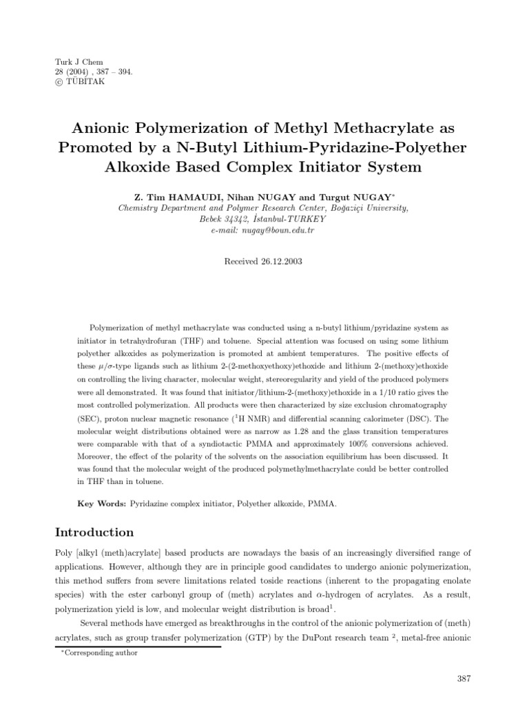 PMMA - Synthesis | PDF | Polymerization | Poly(Methyl Methacrylate)