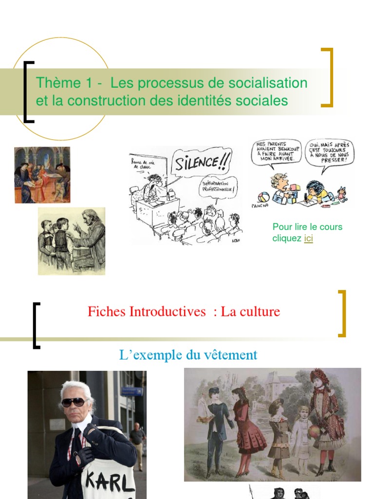 Thème 1 - Les Processus de Socialisation Et La Construction Des ...