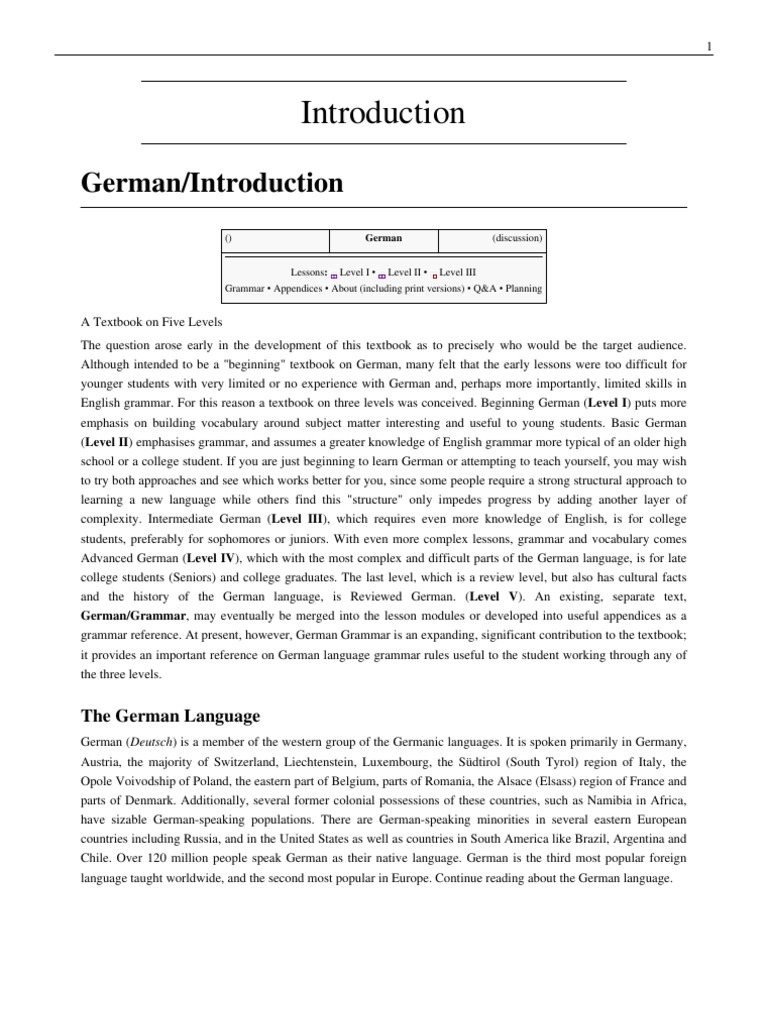 German Language Basics A1 Level Guide | PDF | German Language | English ...