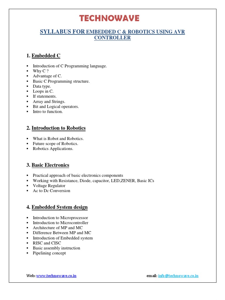 Syllabus for Embedded c Robotics Using Avr | Embedded System | Microcontroller | Free 30-day ...