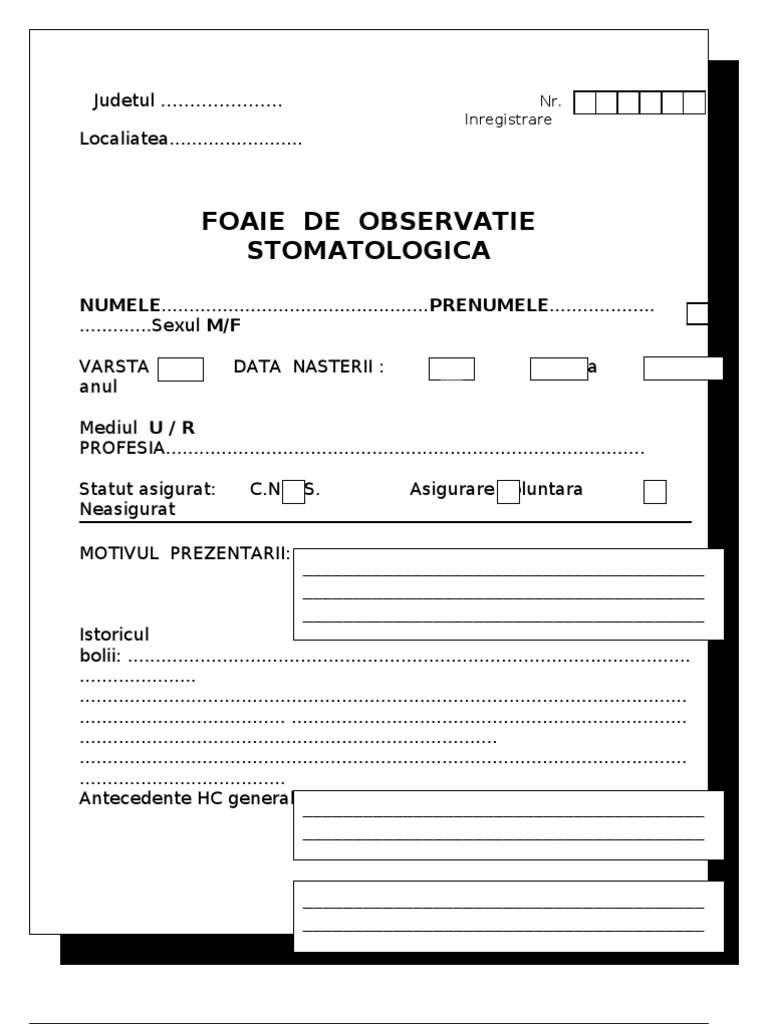 Fisa de Observatie Stomatologica | PDF