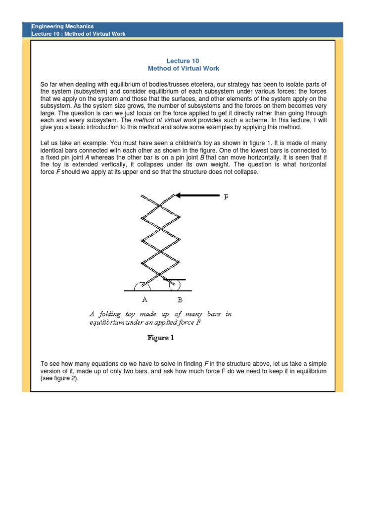 Lecture 10 Method of Virtual Work | PDF | Force | Pendulum