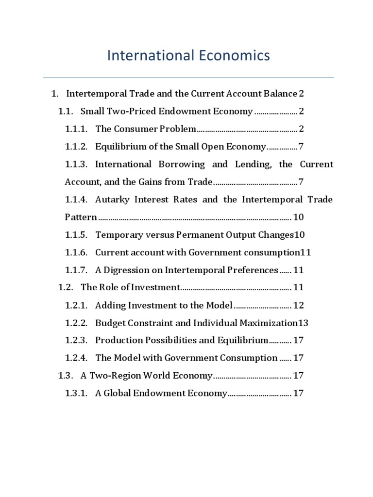 International Economics - Intertemporal Trade and Current Account ...