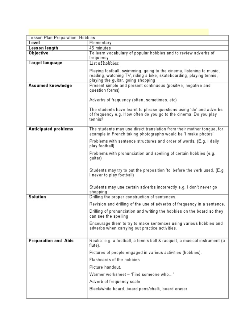 Sample Lesson Plan | PDF | Lesson Plan | Adverb