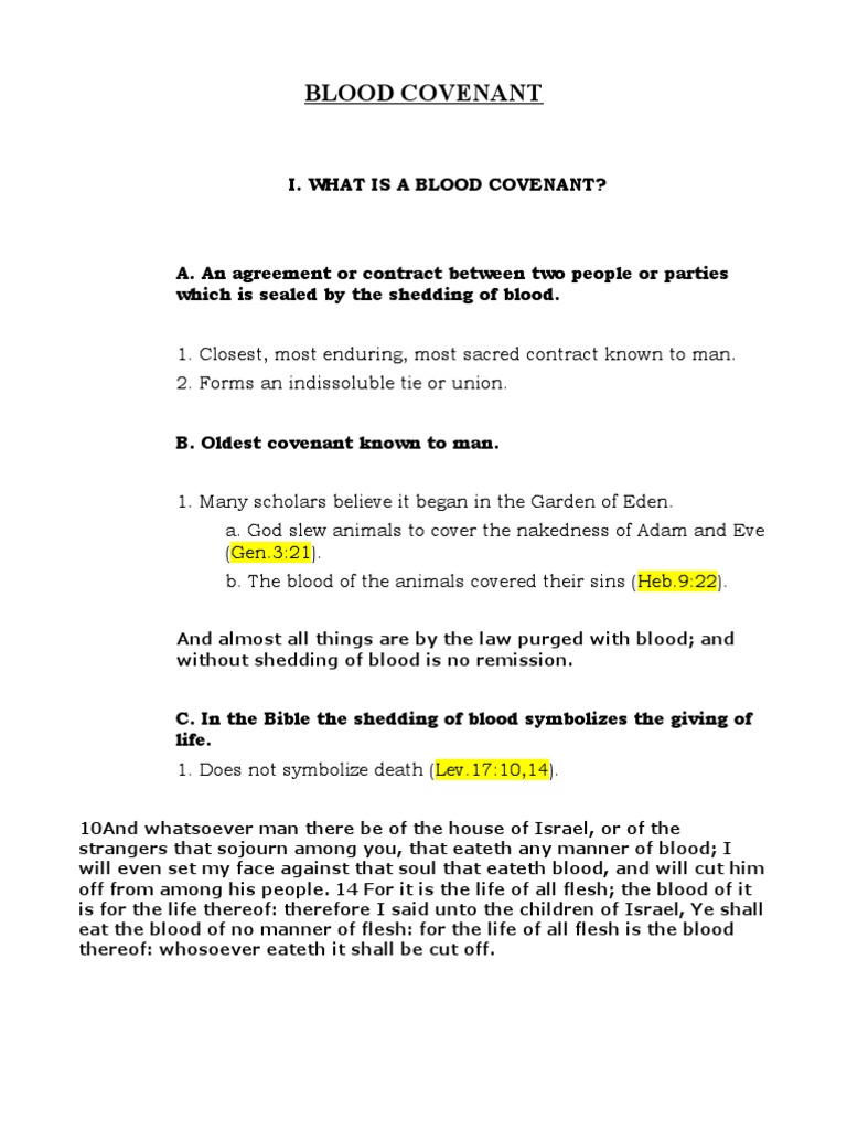 The Blood Covenant | Covenant (Biblical) | Sacrifice