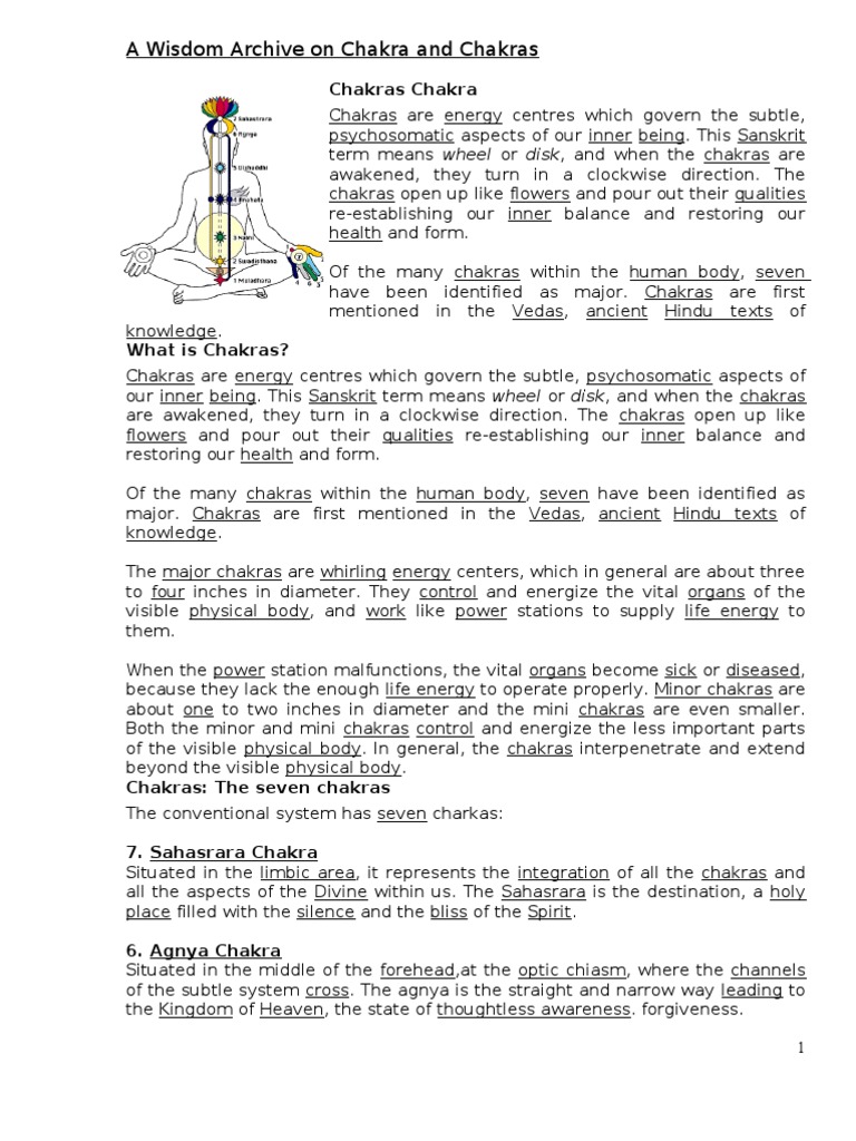 A Wisdom Archive On Chakra and Chakras | PDF | Vertebral Column | Chakra