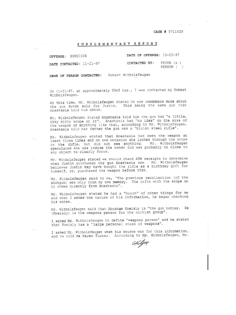 Byron Case 1997 11 21 Robert WitbolsFeugen Interview | PDF | Legal ...