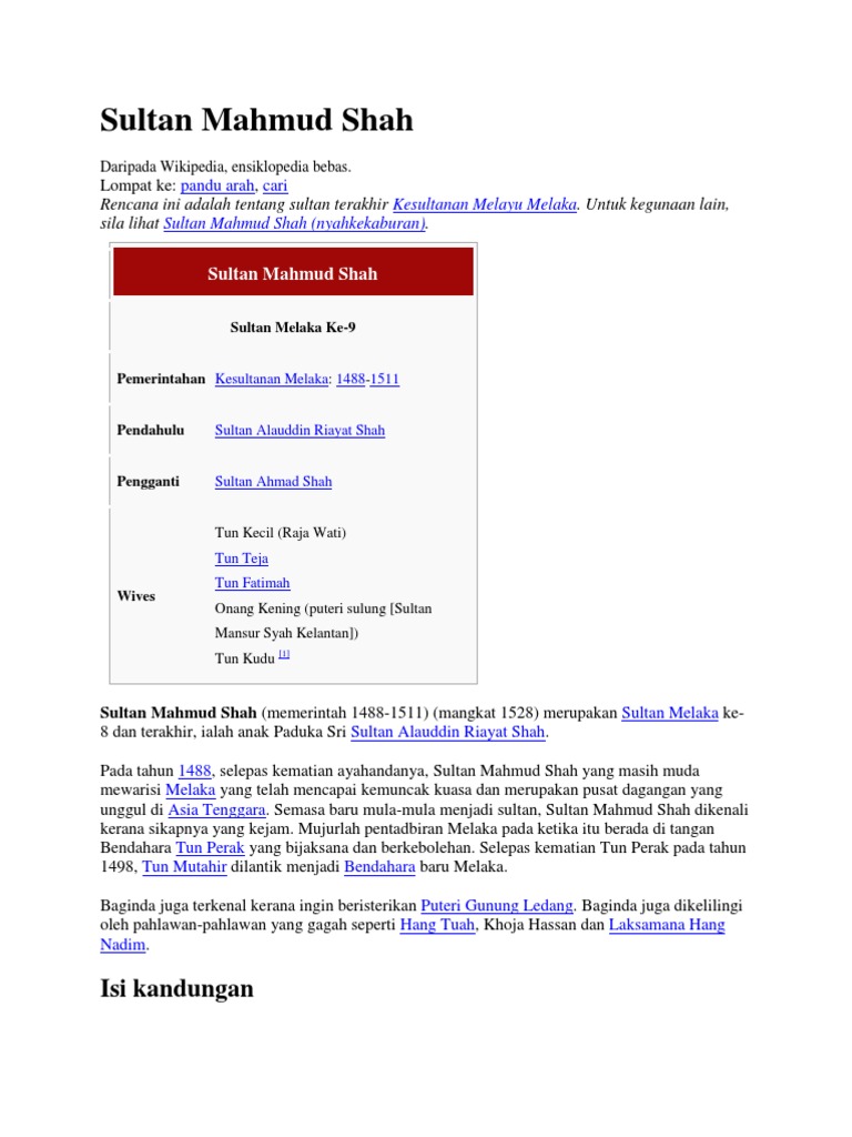 Sultan Mahmud Shah | PDF