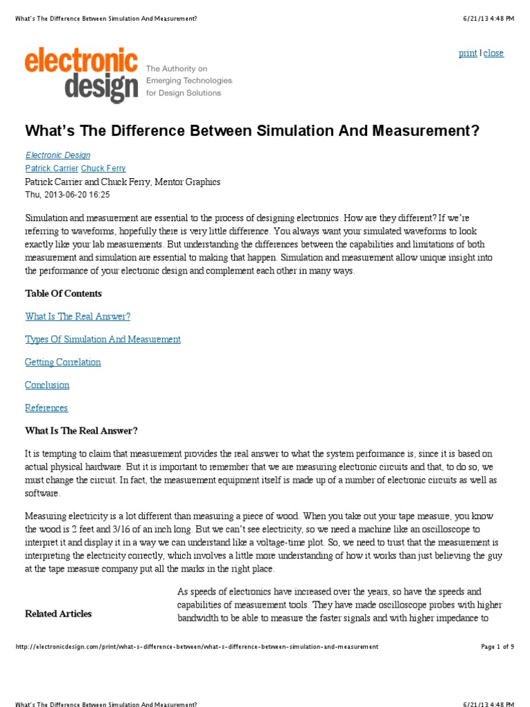 Difference Between Measurements and Simulations | PDF | Computer ...