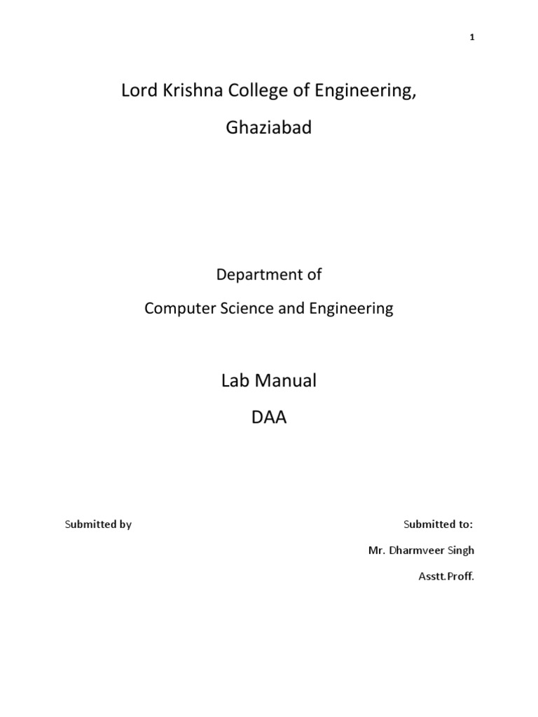 Final DAA Lab Manual | PDF | Algorithms | Computer Programming Final DAA Lab Manual | PDF | Algorithms | Computer Programming